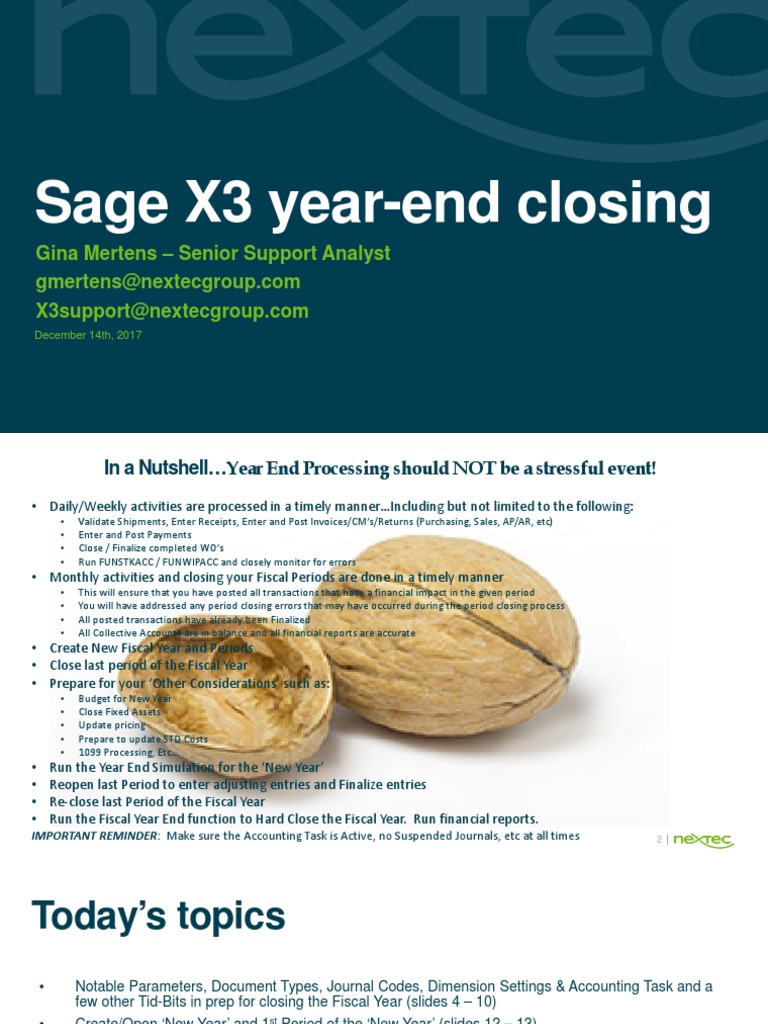 2017 Sage X3 Year End Closing Presentation | PDF | Receipt | Invoice