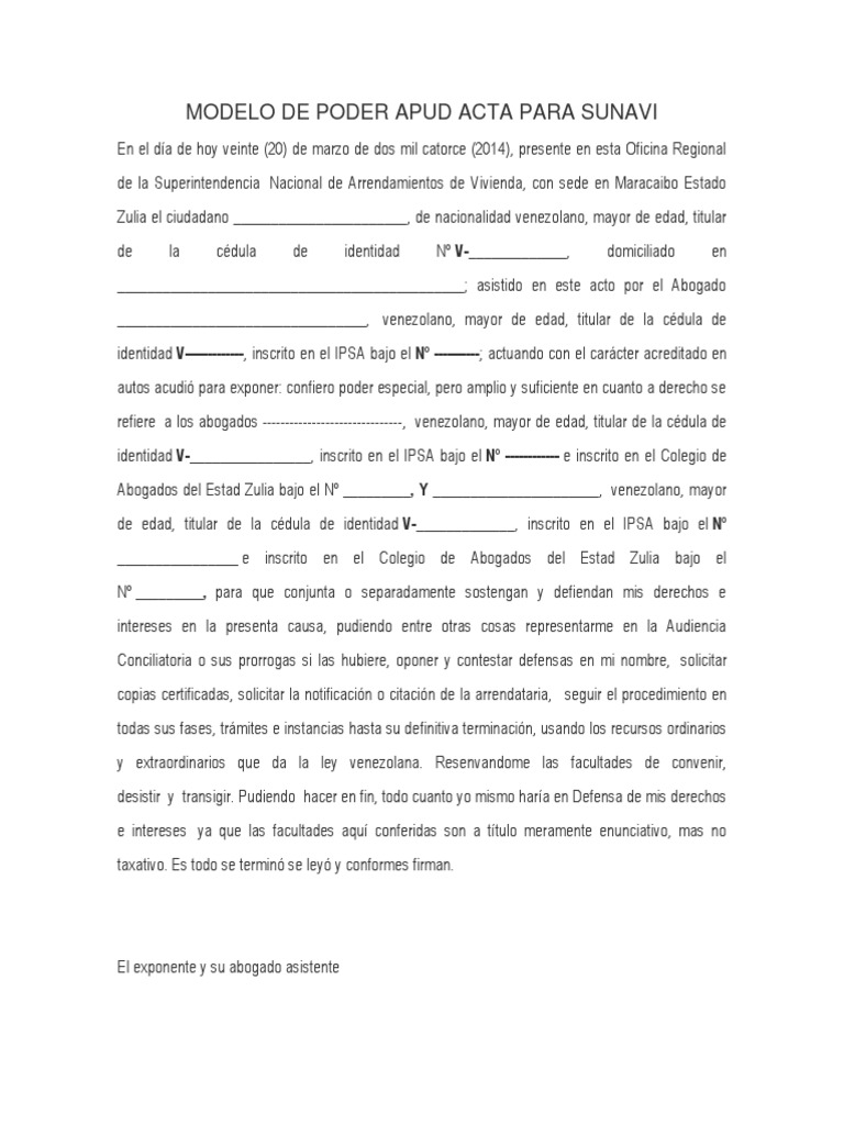 Modelo de Poder Apud Acta para Sunavi | PDF