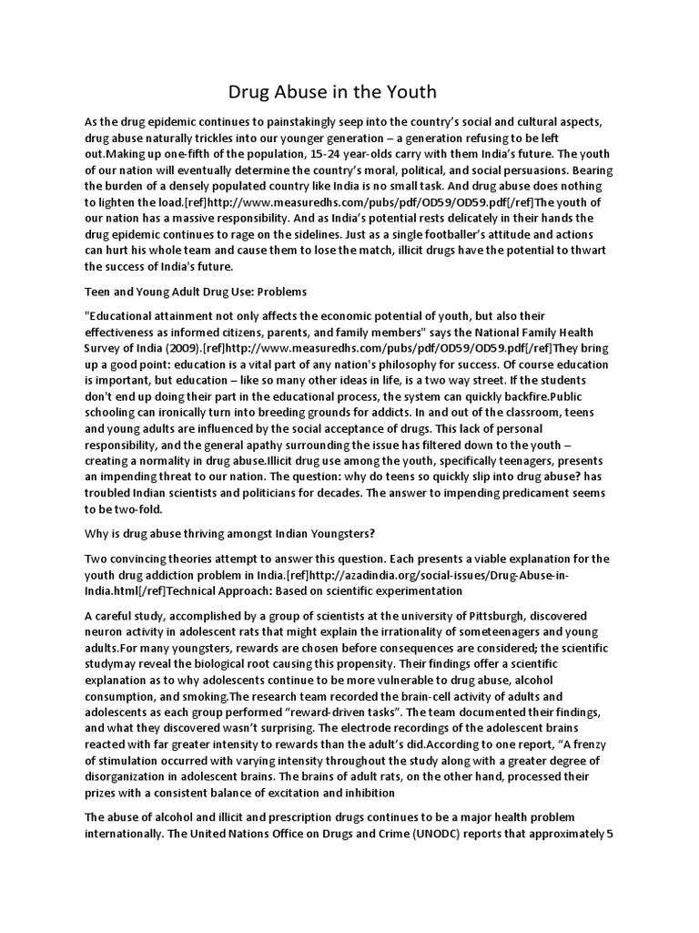 Drug Abuse Among Youth | PDF | Substance Abuse | Adolescence