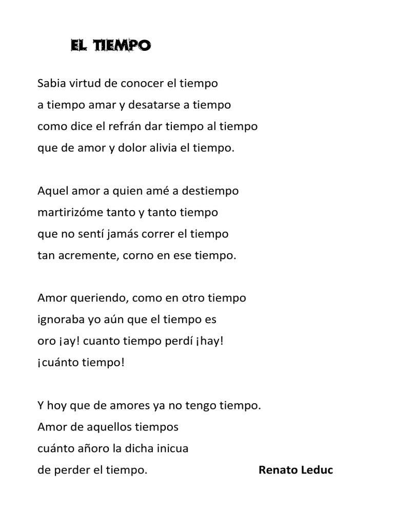 Poema El Tiempo PDF | PDF