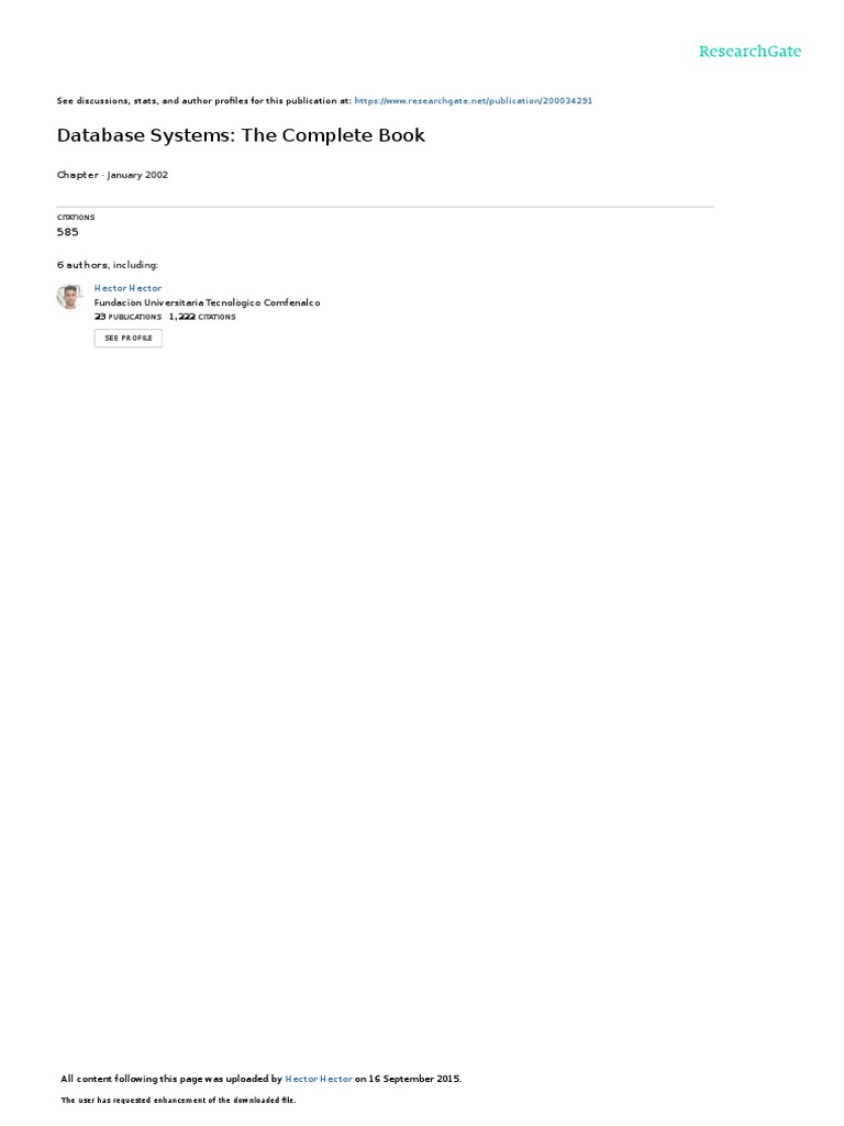 Database Systems The Complete Book PDF | PDF | Database Index | Relational Model