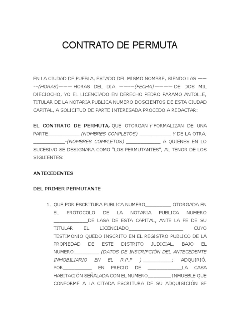 Contrato de Permuta | Propiedad | Política