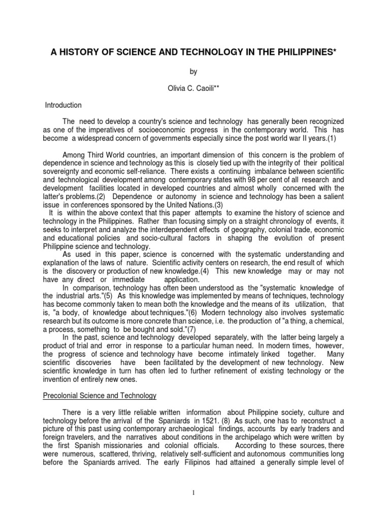 History of Science and Technology in The Philippines | PDF ...