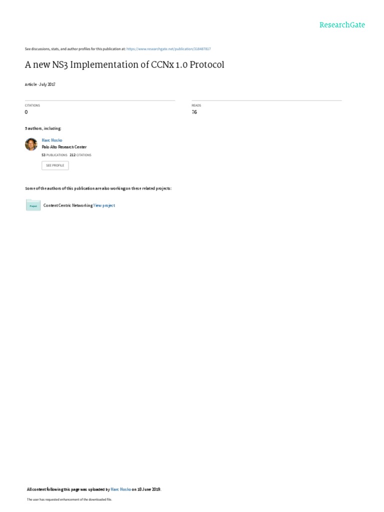 A New Ns3 Implementation of CCNX 1.0 Protocol: July 2017 | PDF ...