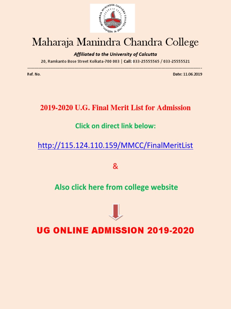 Maharaja Manindra Chandra College: 2019-2020 U.G. Final Merit List For ...