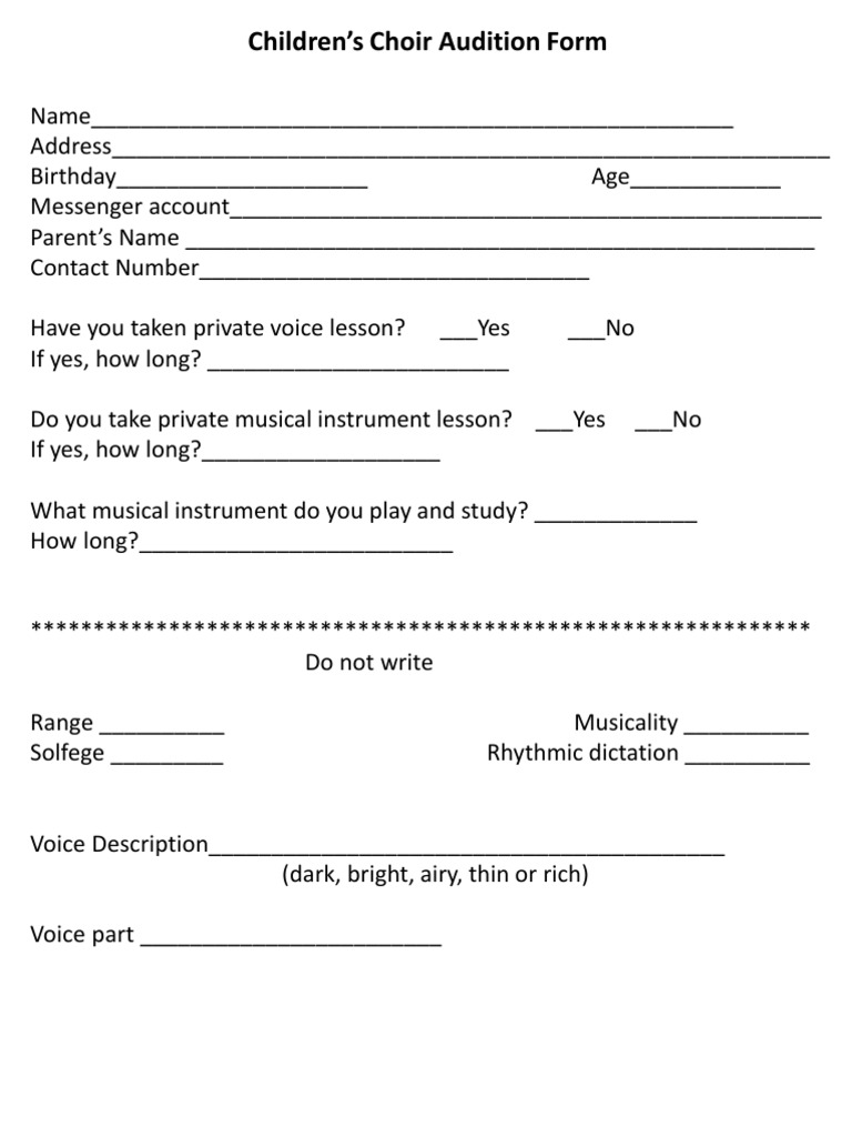 Children's Choir Audition | PDF