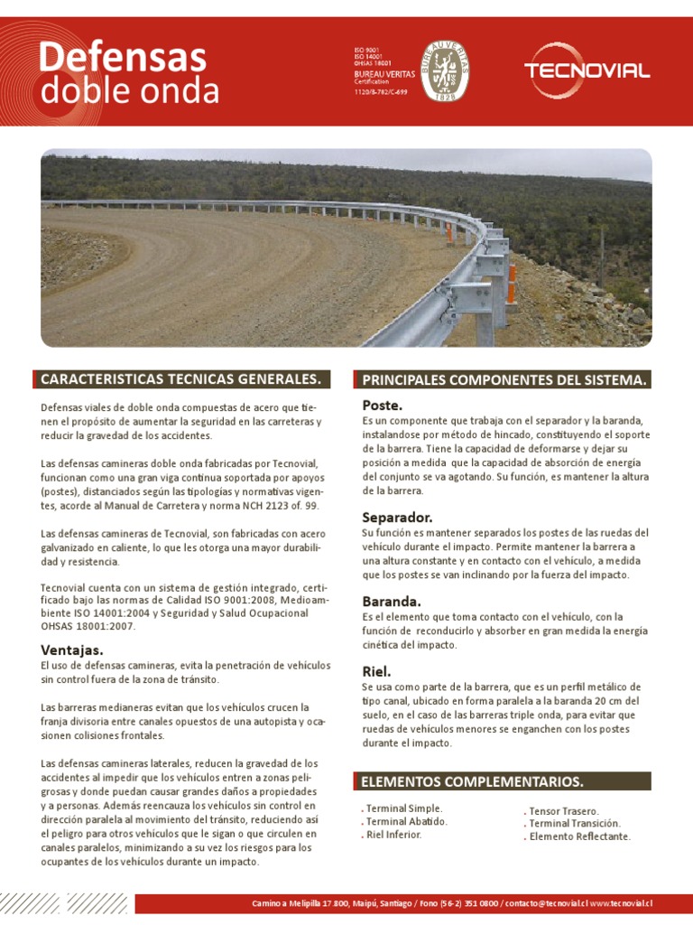 Defensas doble onda: características y componentes | PDF | Seguridad ...