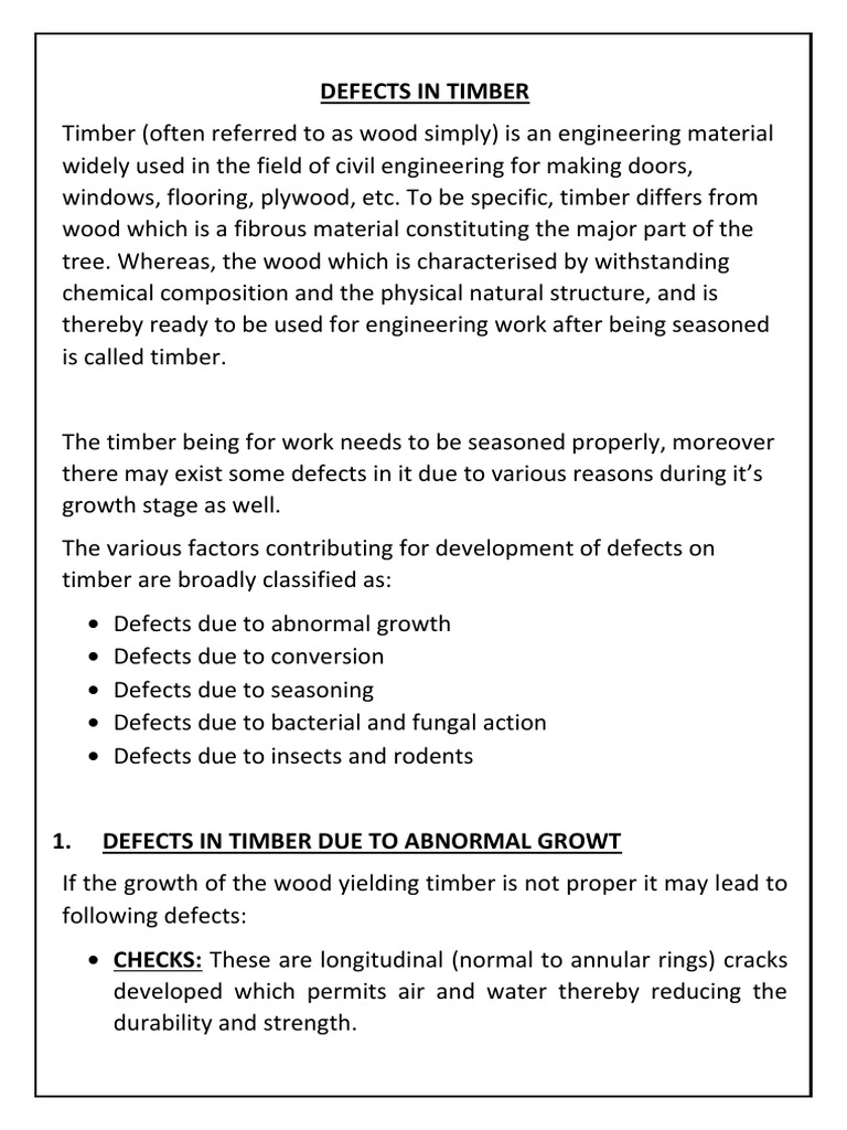 Defects in Timber | PDF | Wood | Lumber