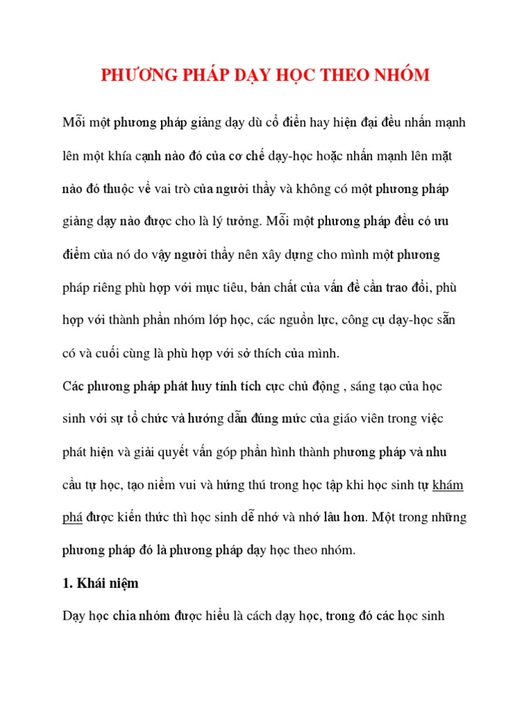 (123doc) Phuong Phap Day Hoc Theo Nhom | PDF