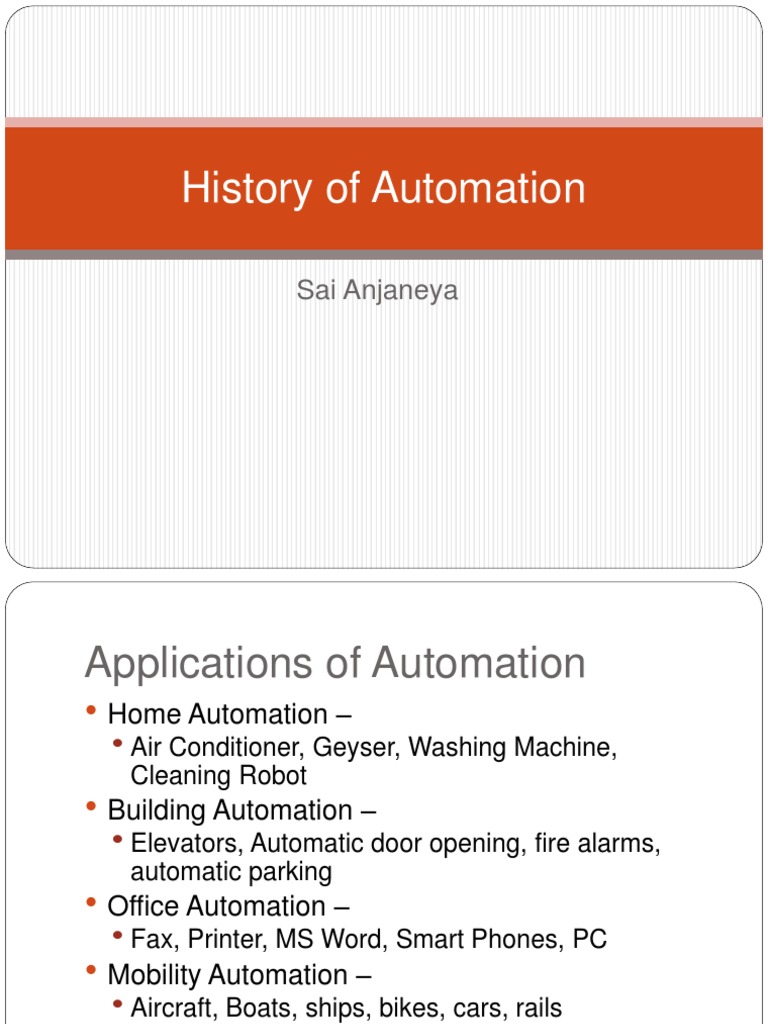 History of Automation: Sai Anjaneya | PDF | Automation