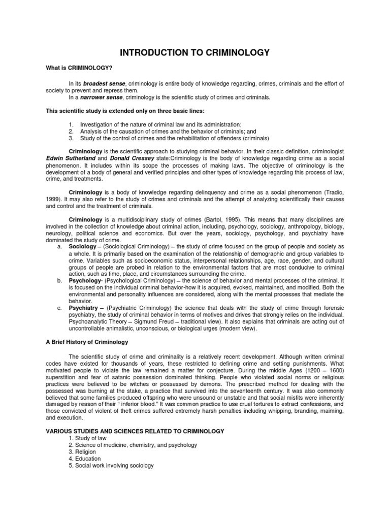 Introduction to Criminology Concepts | PDF | Criminology | Crime & Violence