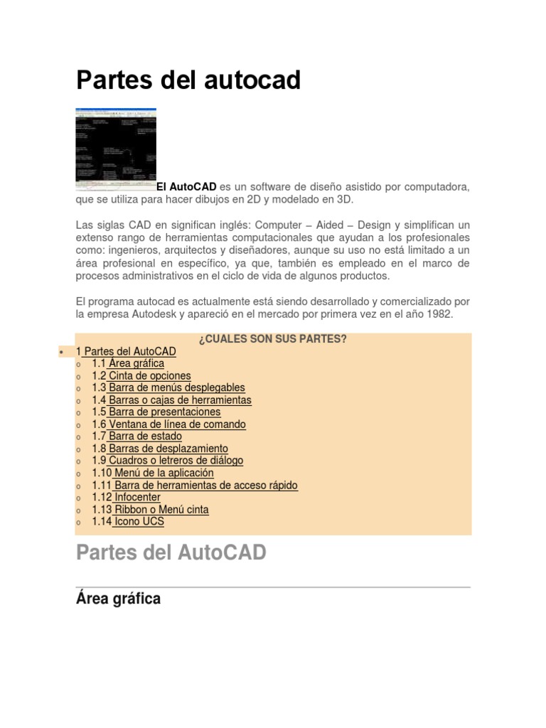 Partes y funciones de AutoCAD | PDF | Ventana (informática) | Cad ...