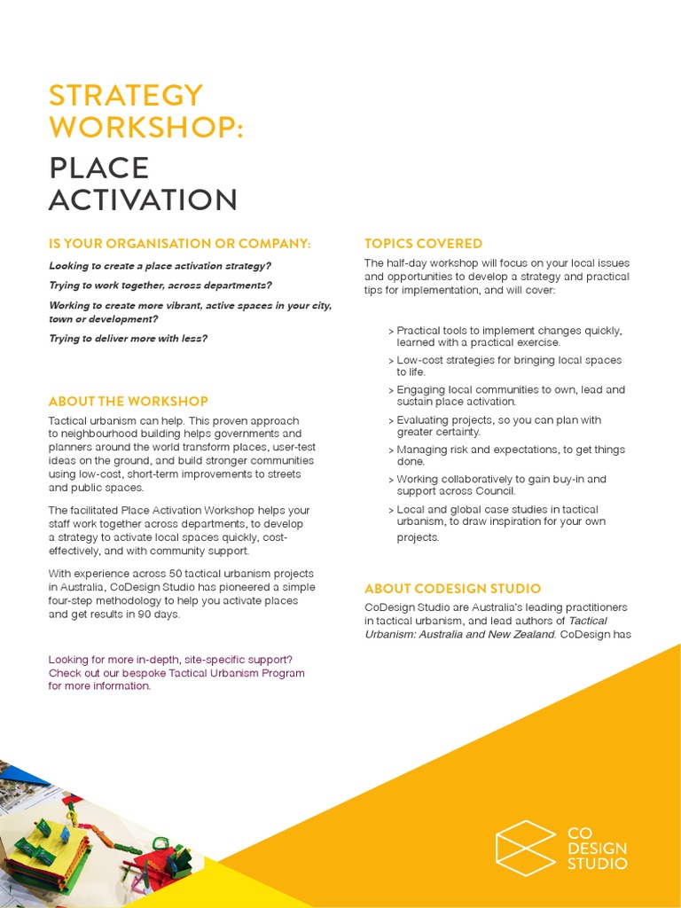Place Activation Workshop Overview | PDF | Risk Management | Cognition