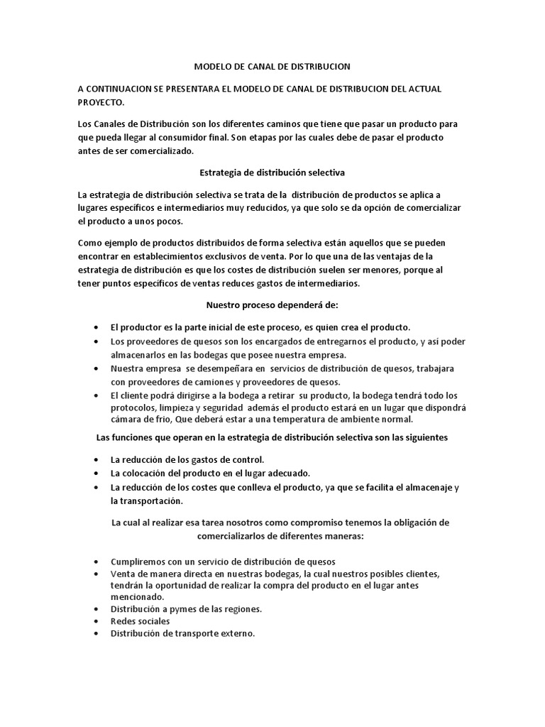 Modelo de Canal de Distribucion | PDF | Logística | Marketing