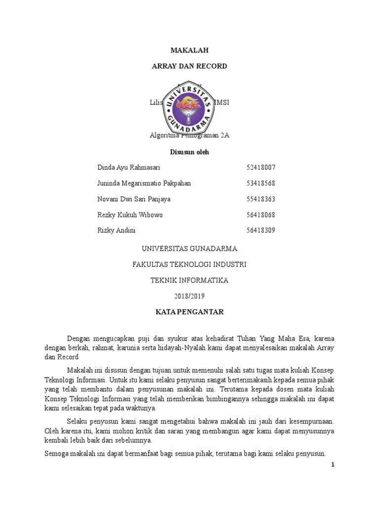 Makalah Array Dan Record | PDF