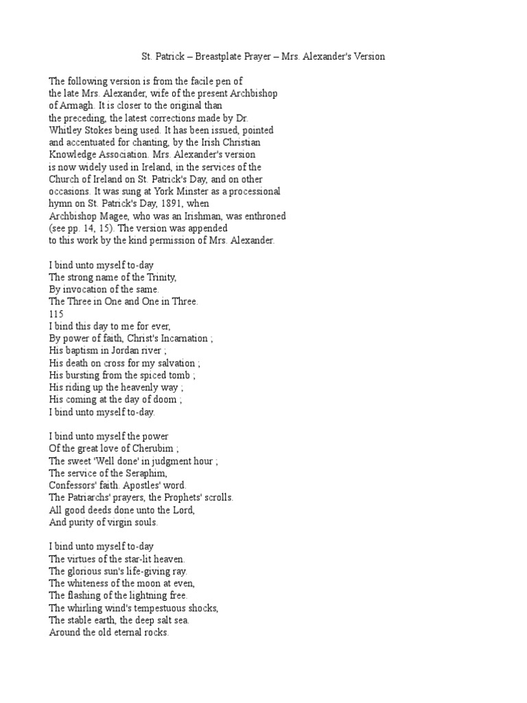 St. Patrick's Breastplate Prayer Hymn | PDF | Religious Faiths ...