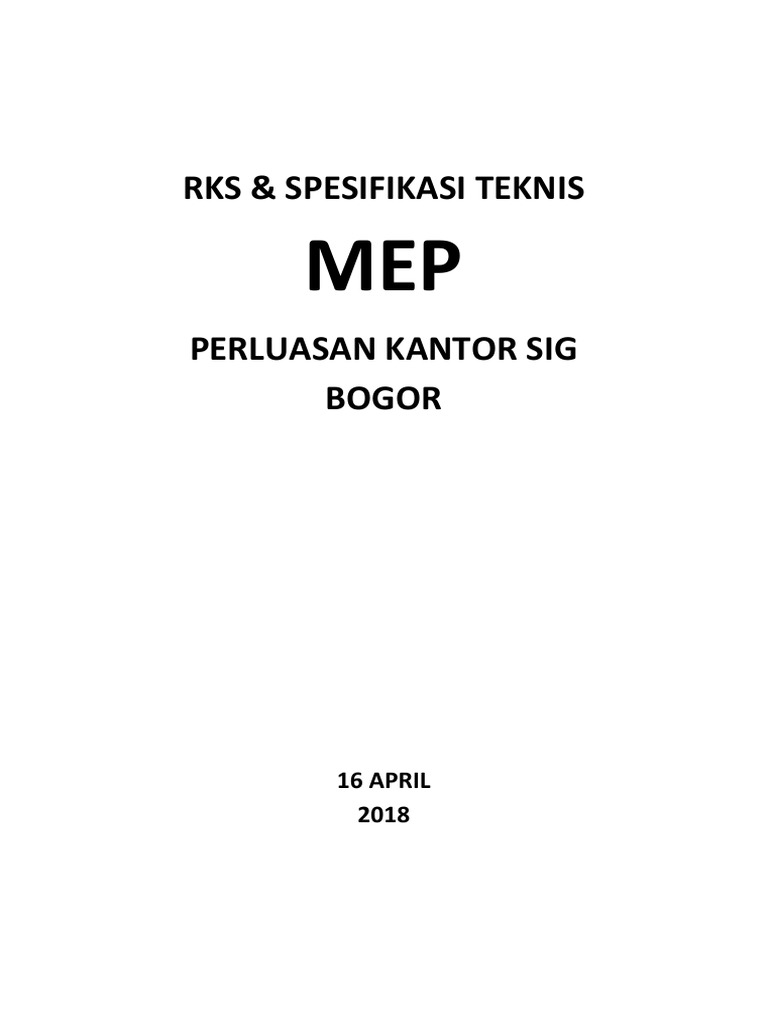 RKS MEP Perluasan Kantor SIG Bogor (16 Apr 2018) | PDF