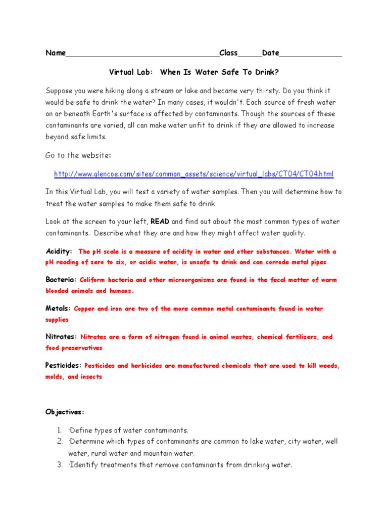 Virtual Lab Water Quality 1 | PDF | Water Quality | Ph