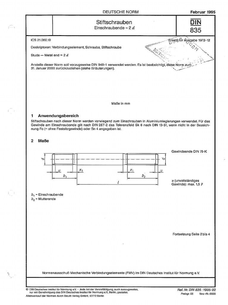 DIN 835-1995 Saplama Normu | PDF