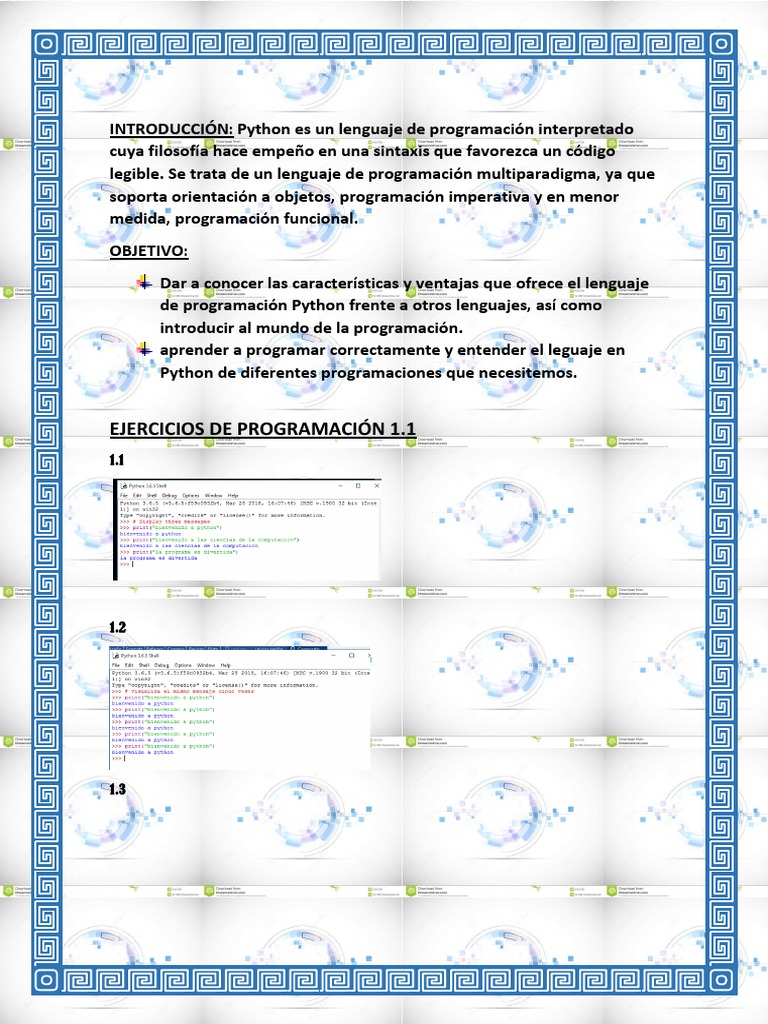 Ejercicios De Programación 1.1 Ejercicios De Programación 1.1