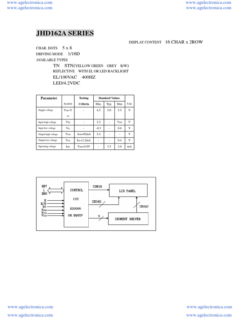 Jhd162A Series | PDF | Manufactured Goods | Computer Engineering