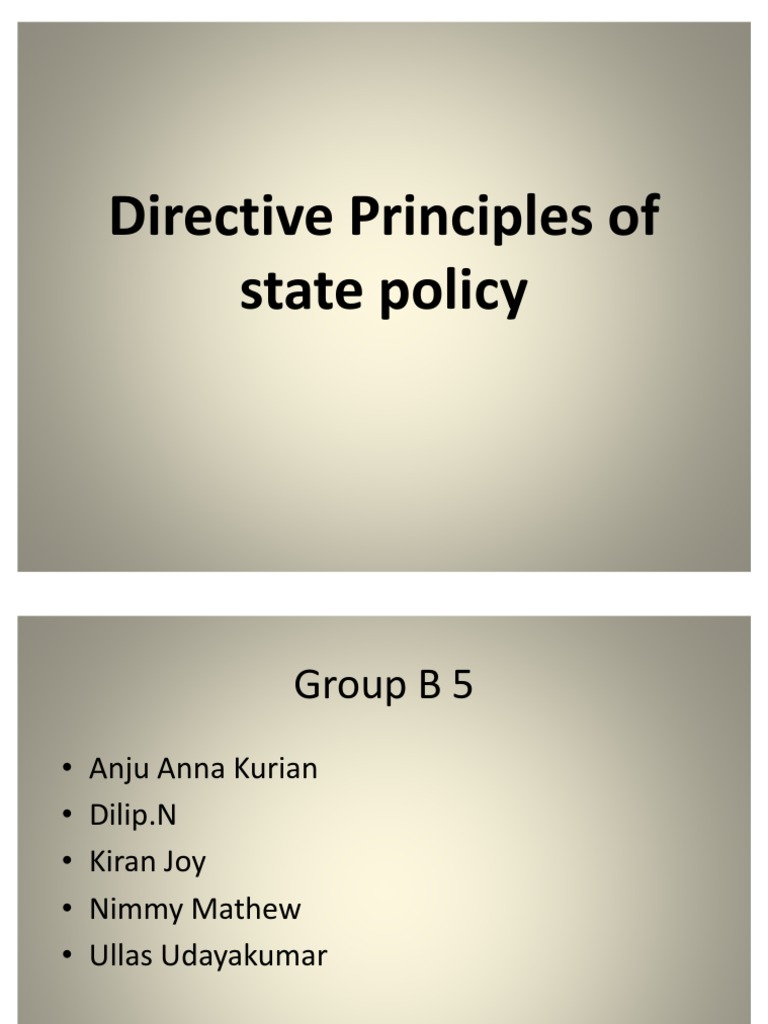 Directive Principles of State Policy | Government | Politics