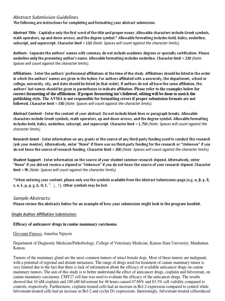 Abstract Guidelines | PDF | P Value | Correlation And Dependence