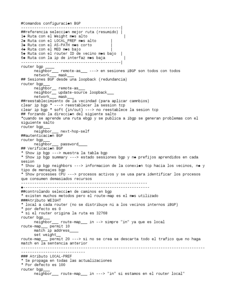 Comandos BGP | PDF | Enrutador (Computación) | Yo Pv6