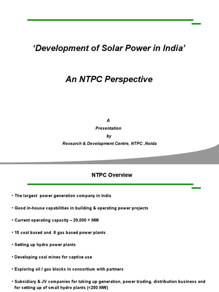 NTPC Solar Plan | PDF | Solar Power | Photovoltaics