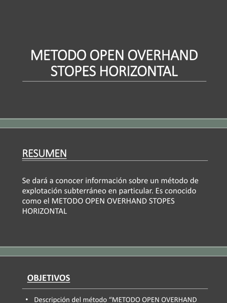 Método Open Overhand Stopes Horizontal | PDF | Naturaleza