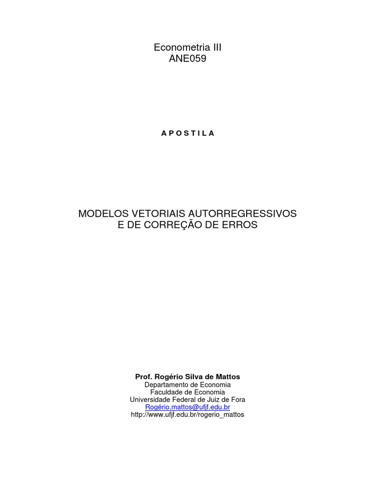 Modelos VAR e VEC | PDF | Autovalores e autovetores | Funções e mapeamentos