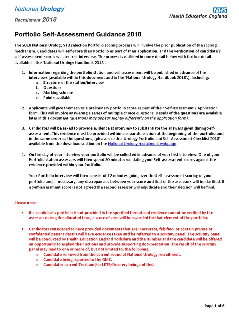 Urology ST3 Portfolio Self-Assessment Guidance 2018 | PDF | Doctor Of ...