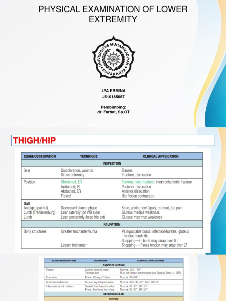 Lower Extremity Physical Exam Guide | PDF
