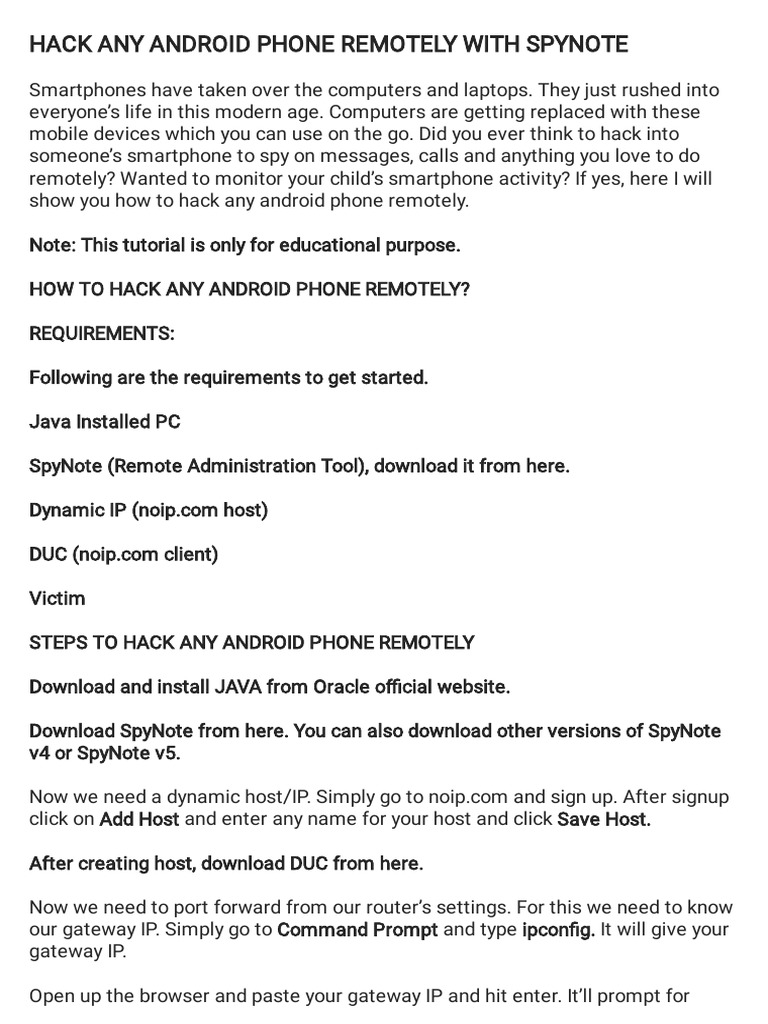 Hack Android Phone Remotely | PDF | Smartphone | Screenshot Hack Android Phone Remotely | PDF | Smartphone | Screenshot