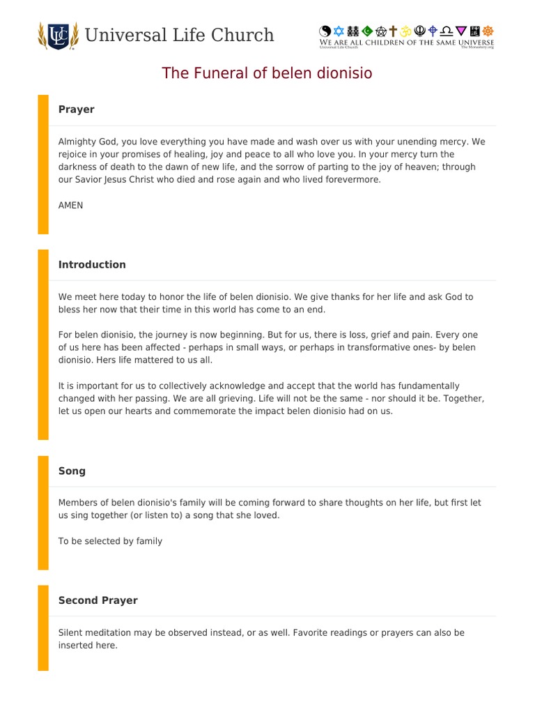 Funeral Ceremony Script | PDF | Heaven | Funeral