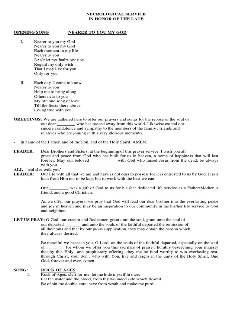 Necrological Service Program Outline | PDF | Religious Behaviour And ...