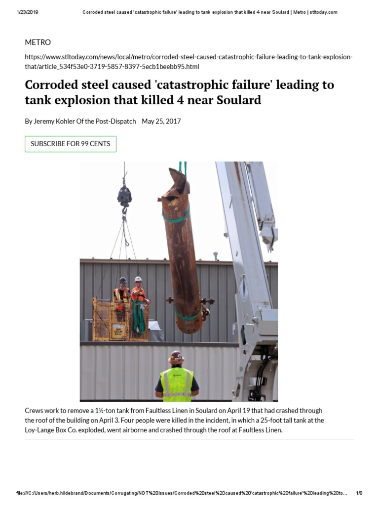 Corroded Steel Caused 'Catastrophic Failure' Leading To Tank Explosion ...