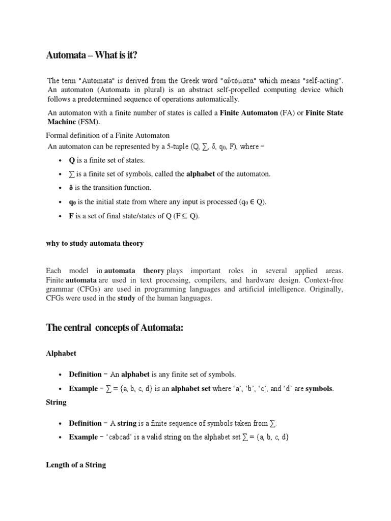 Anitha Christopher Automata Theory Lecture Notes | Download Free PDF ...
