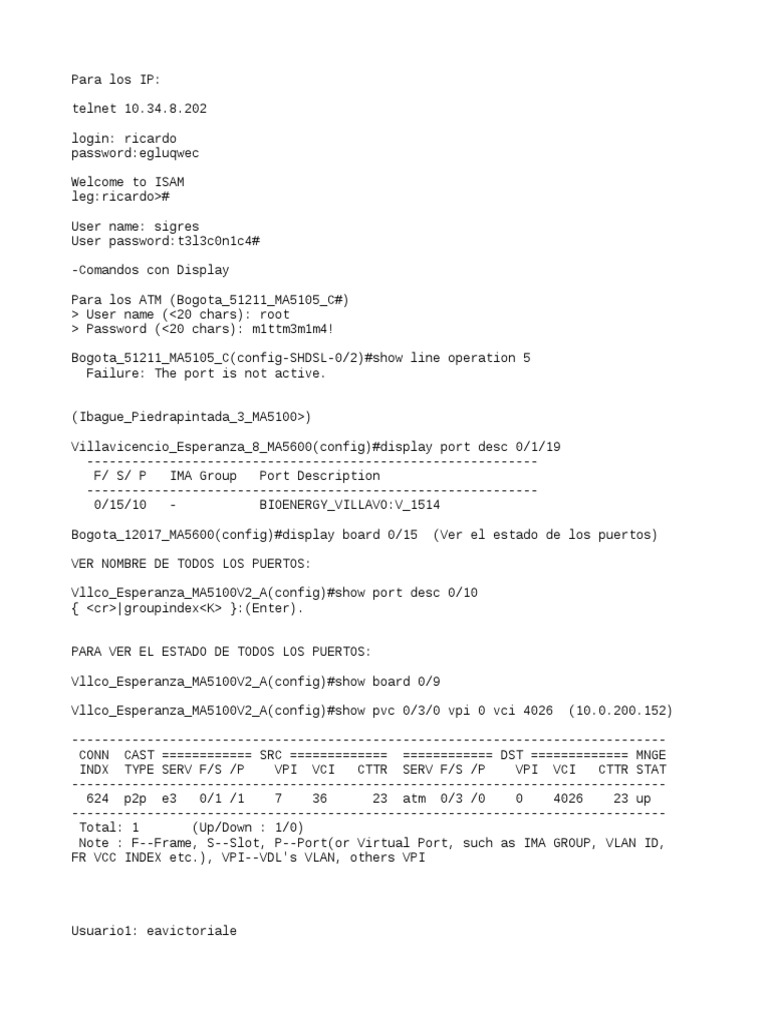 Dslam Comandos | PDF | Communications Protocols | Telecommunications ...