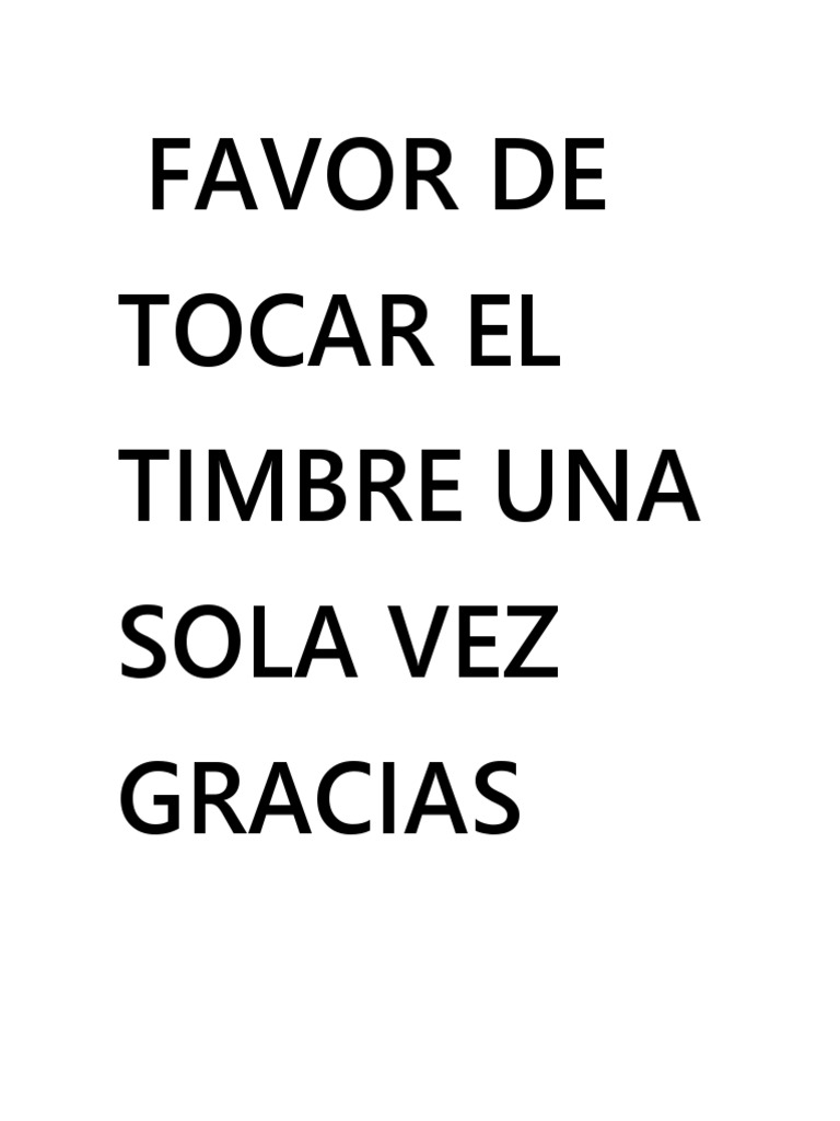 Toque el timbre una sola vez, gracias | PDF