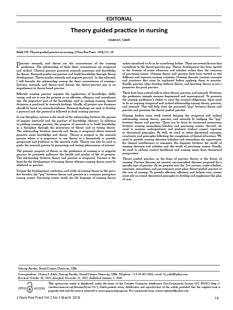 Theory Guided Practice in Nursing | PDF | Nursing | Theory
