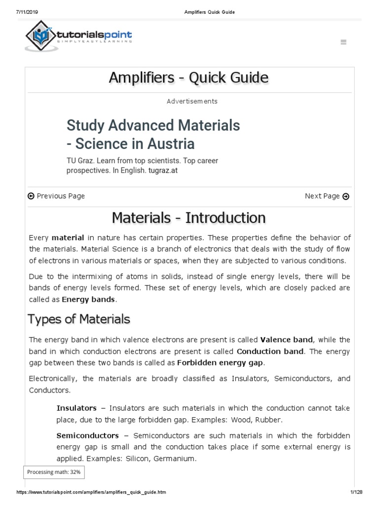 Amplifiers Quick Guide | PDF | Bipolar Junction Transistor | P–N Junction