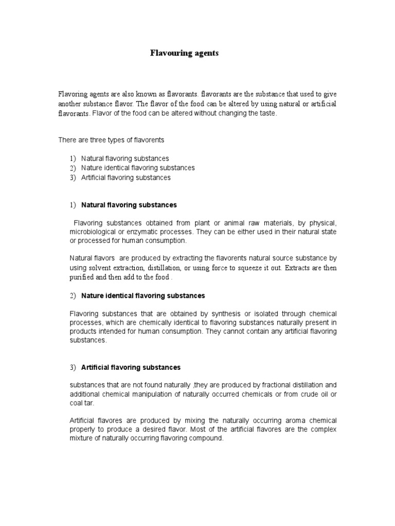 Types and Examples of Flavoring Agents | PDF | Flavor | Natural Products