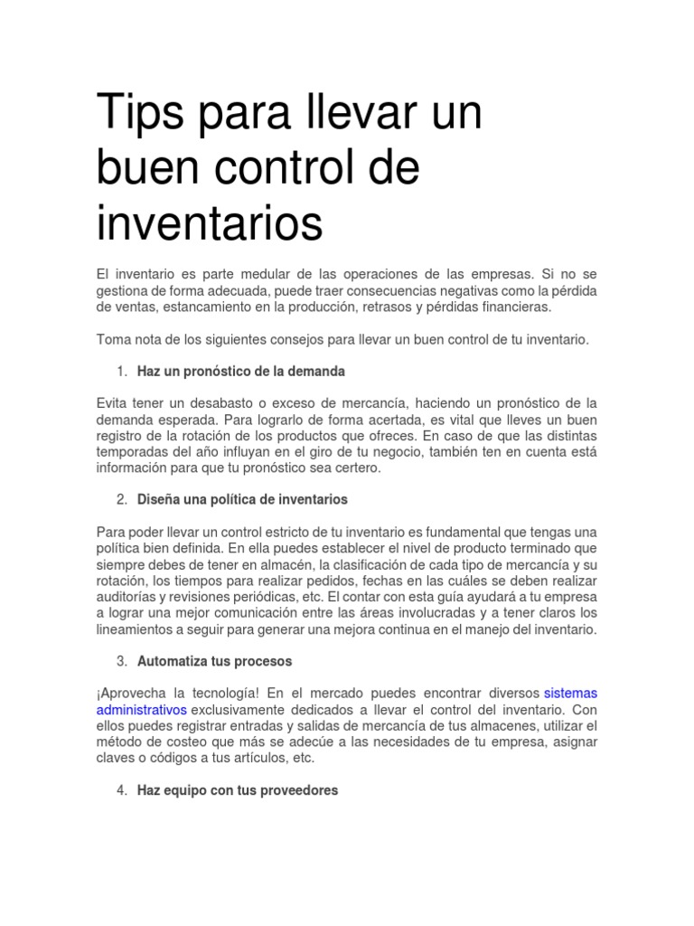 5 Tips Para Llevar Un Buen Control de Inventarios | Inventario | Almacén