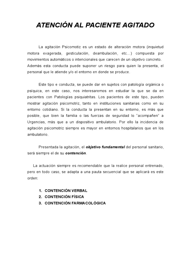 Manejo del Paciente Agitado | PDF | Trastorno mental | Campos ...