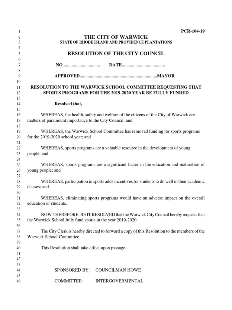 Warwick Sports Resolution | PDF