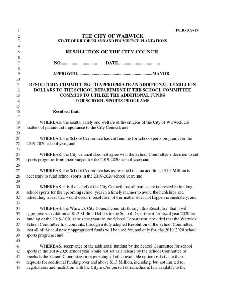 Warwick Sports Funding Resolution | PDF | Public Sphere | Government