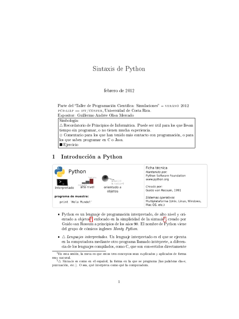 Python Sintax | PDF | Objeto (informática) | Python (lenguaje de ...