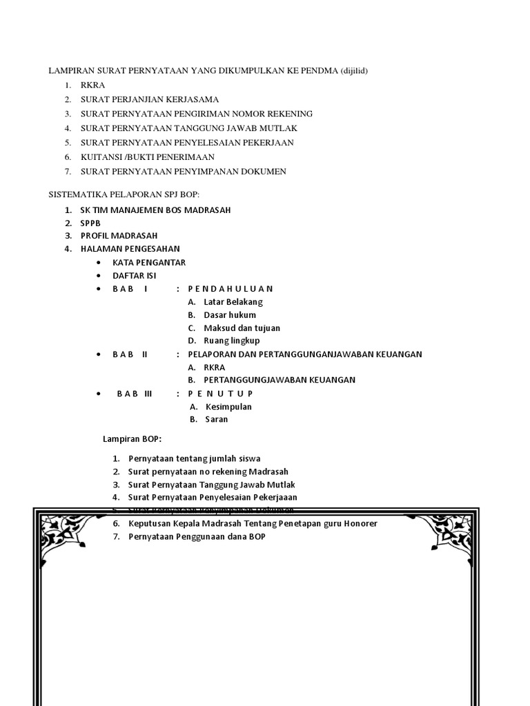 Form Isian Berkas SPJ Bop Oke | PDF