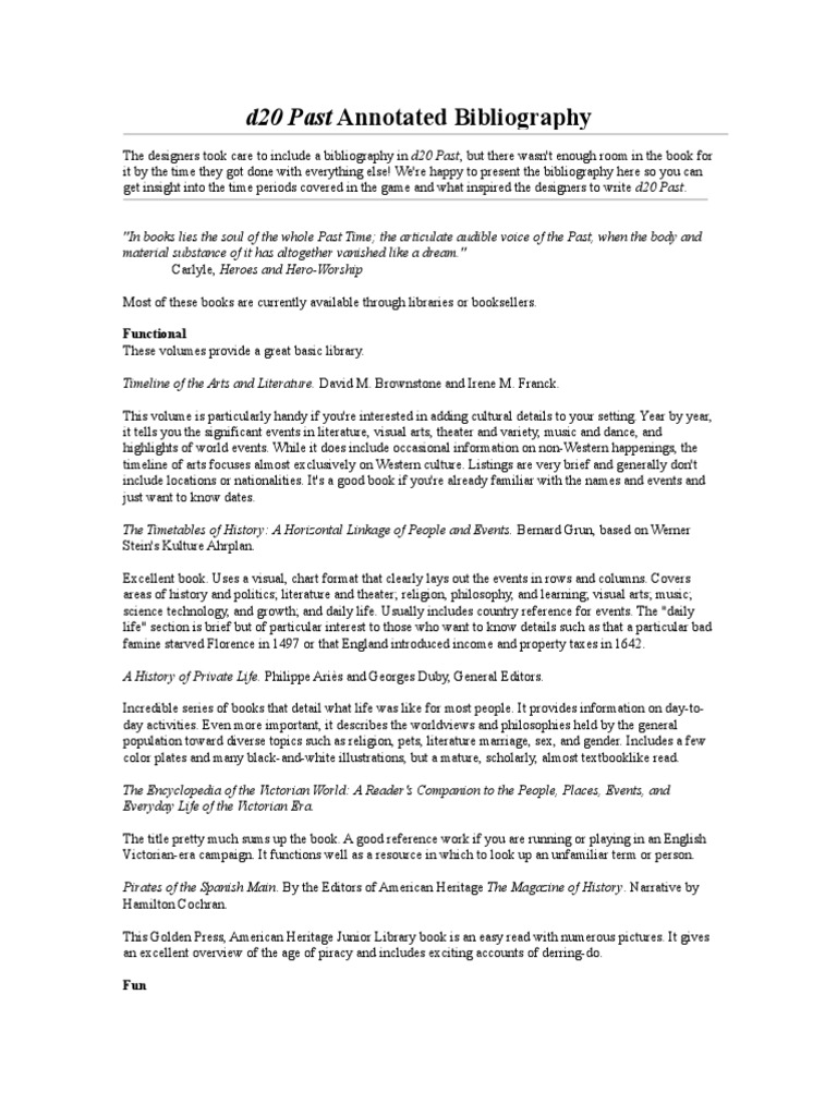 Bibliografía D20 Past | PDF | Encyclopedias | Books